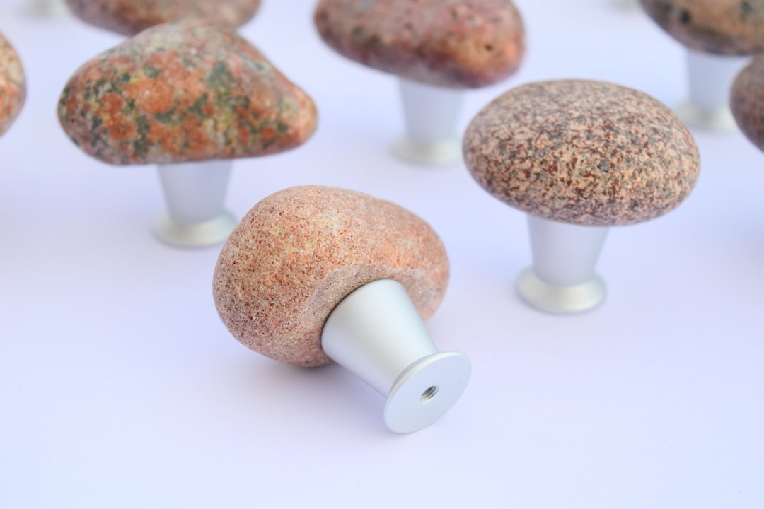 Set of 5 Pieces Kitchen Handles Pull Knobs - Sea Stone Cabinet Knobs ...