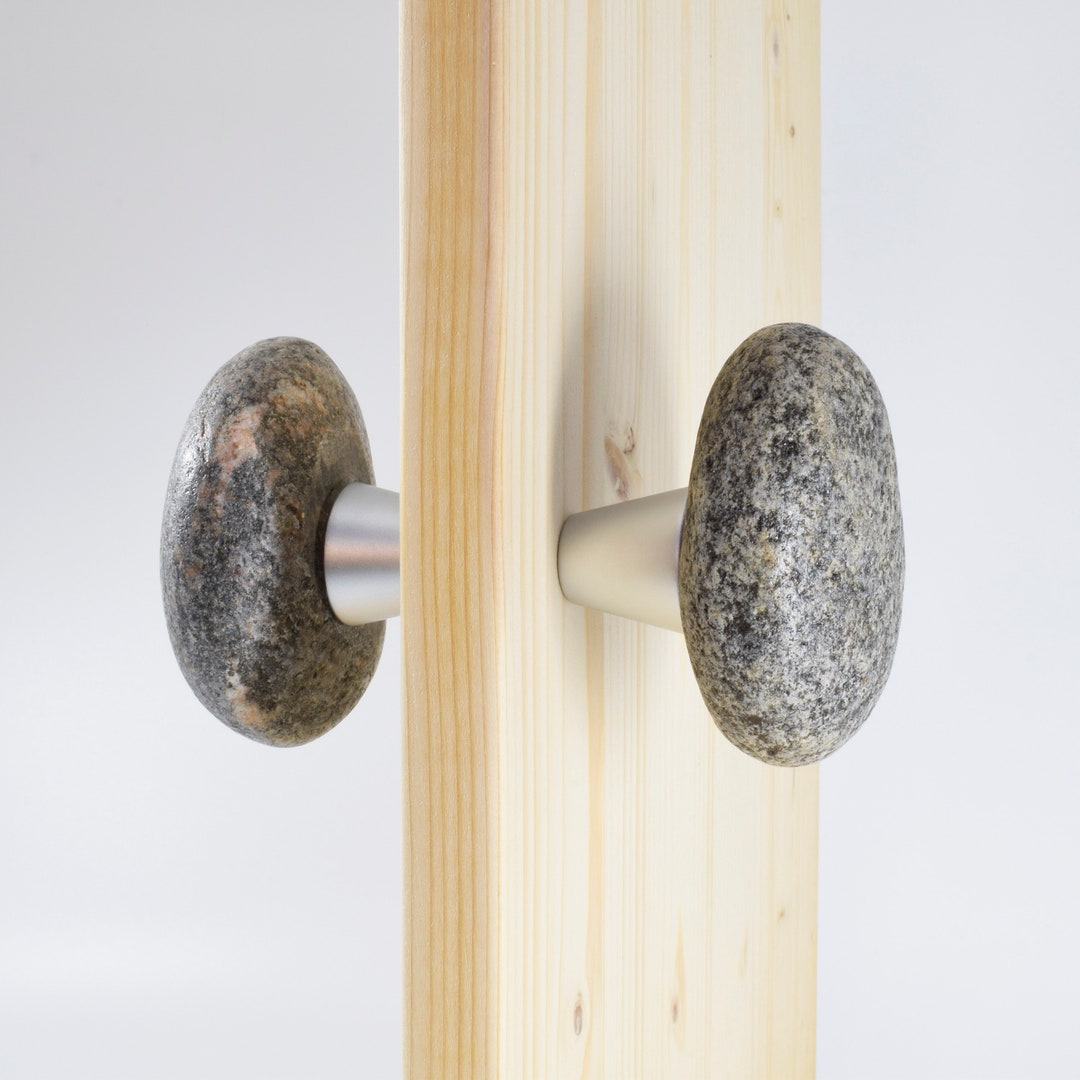 Stone Door Handles Set, Natural Beach Style Door Handles. Massive ...