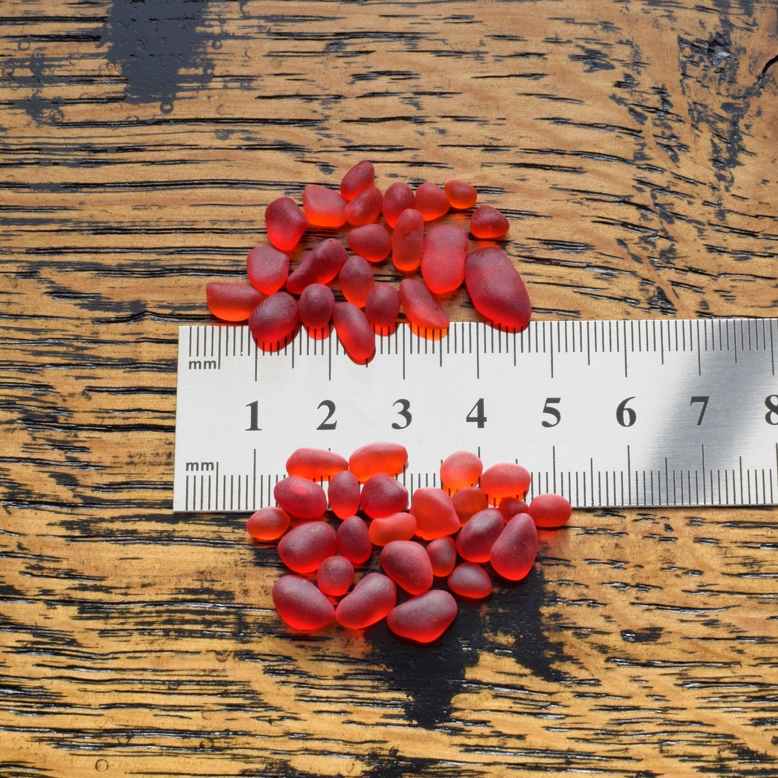 Red Tumbled and Smooth Glass, Red Tiny Jewelry Glass, Tumbled Pieces ...