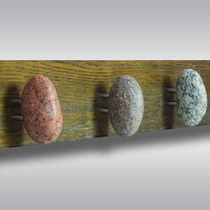 Beach Stone Wall Hook Rack, Coat Rack With 4 Natural Coastal Pebble ...