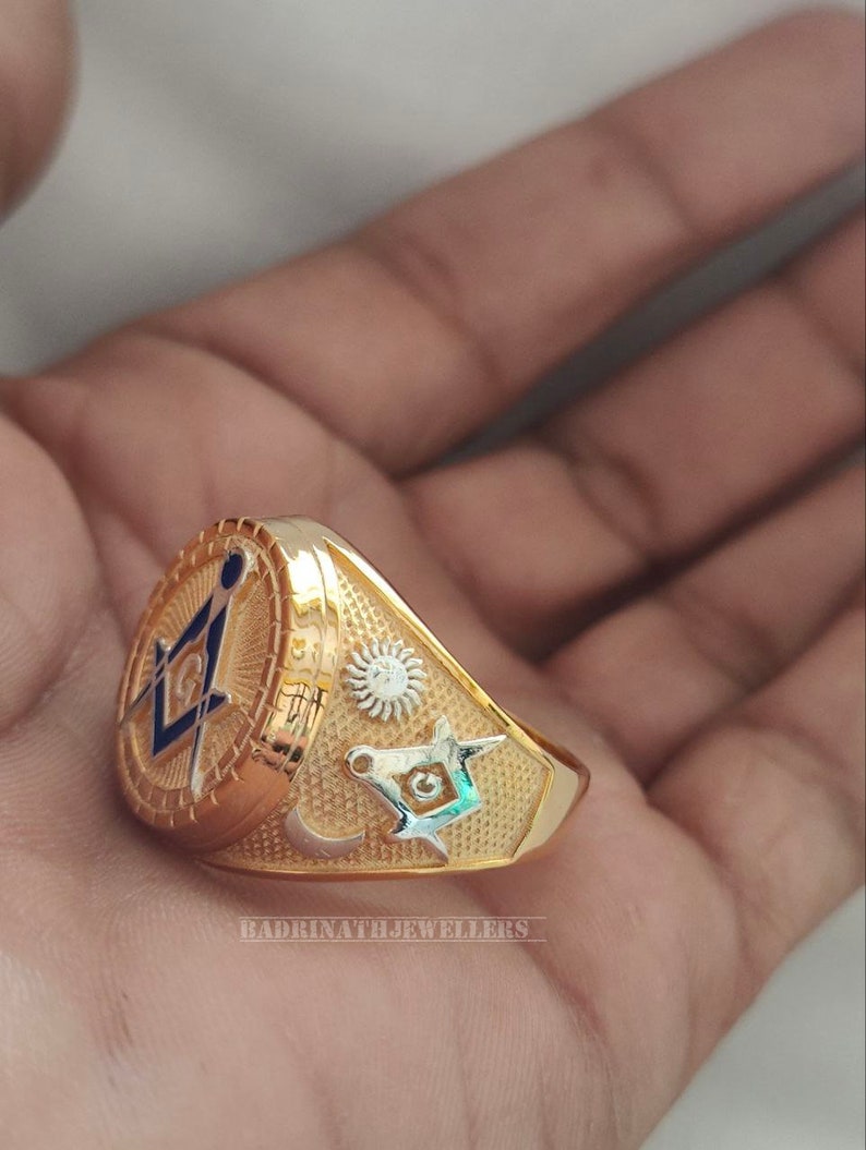 925 Sterling Silver Masonic Ring: Two Tone Freemason Band,master ...