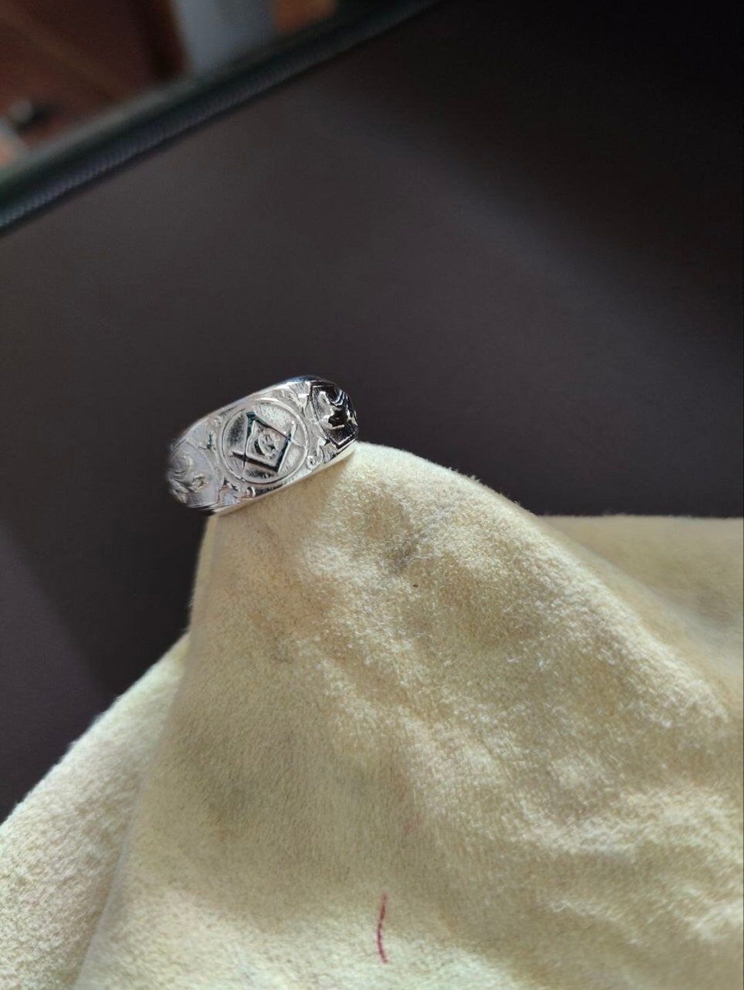 Men's Silver Mason Ring, Free Mason Band, Masonic, Freemason, Rose ...