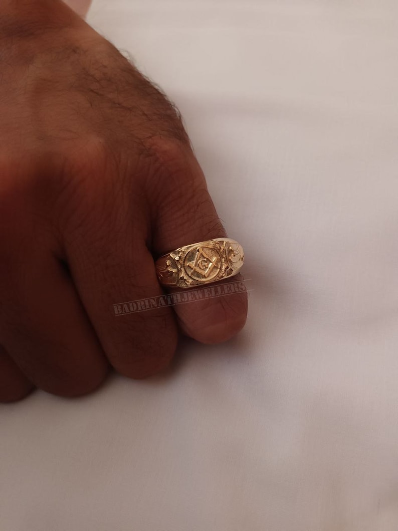 Rose Gold Plated Masonic Ring: Sterling Silver Freemason Band - Etsy