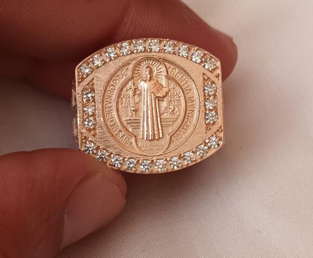 St Benedict Signet Ring for Men in Sterling Silver, Extraordinary Cross ...
