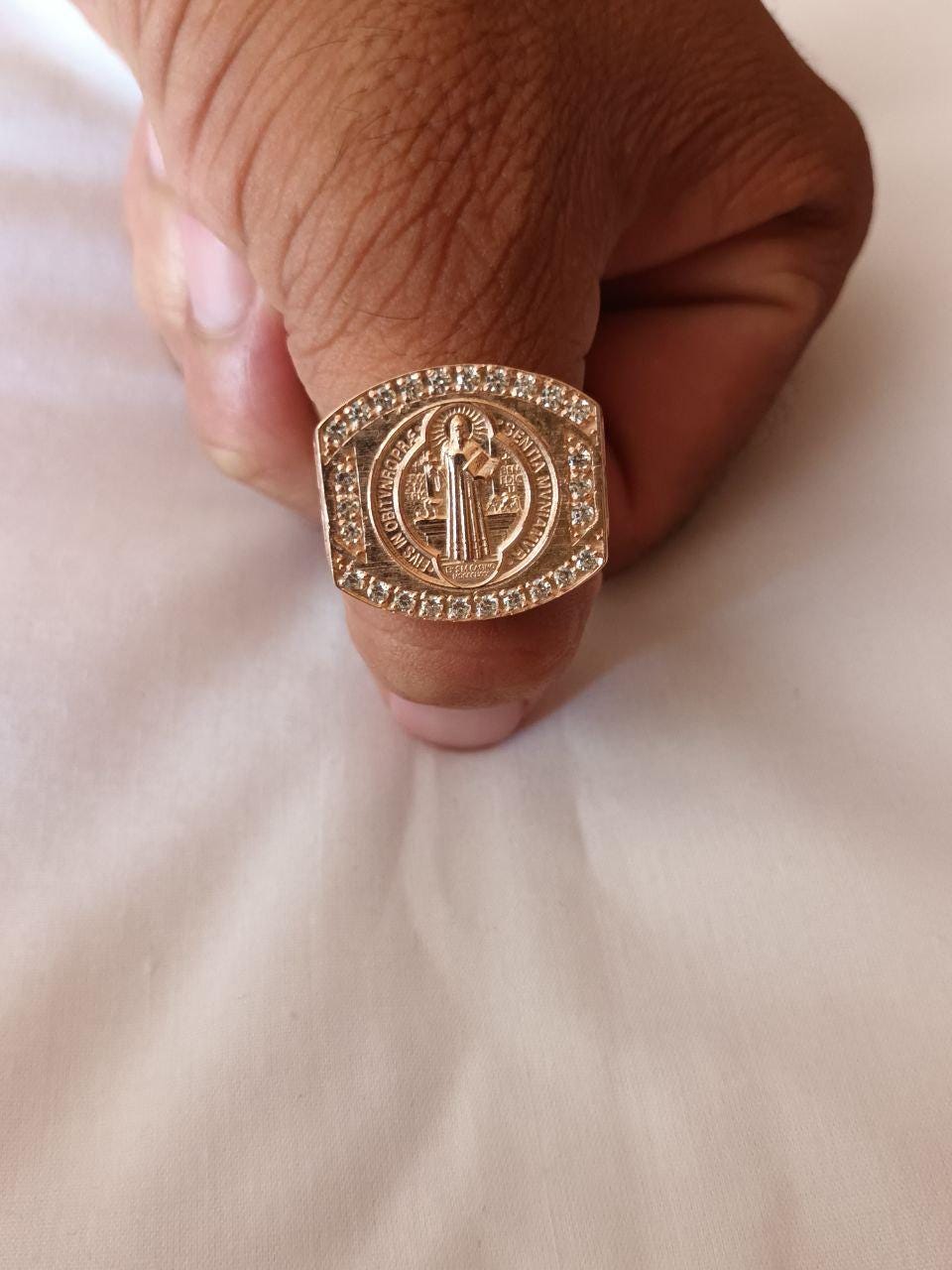 St Benedict Signet Ring for Men in Sterling Silver, Extraordinary Cross ...