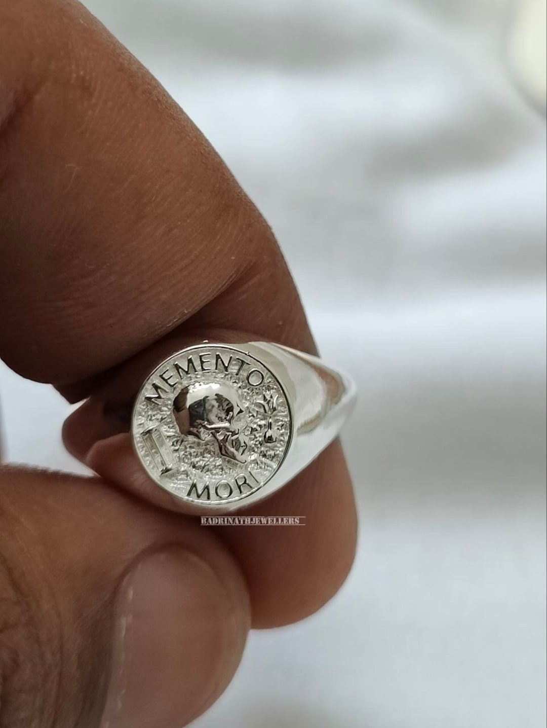 Beveled Edge , Silver Memento Mori Ring, Memento Mori Ring, Memento ...