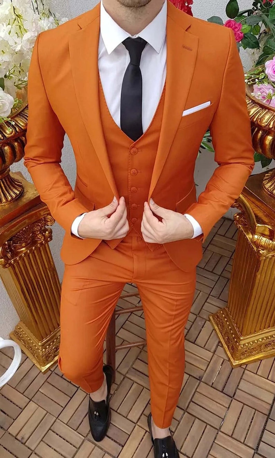 Men Orange Suits Designer Wedding Party Wear Suits - Etsy