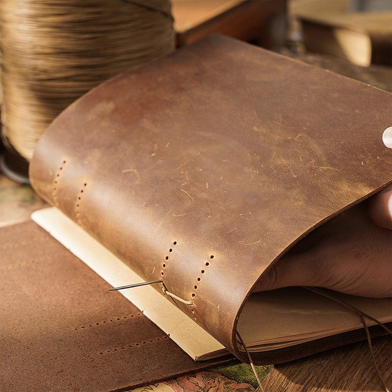 Original Handmade Retro Leather Sketchbook: Notebook With Daolin/kraft ...