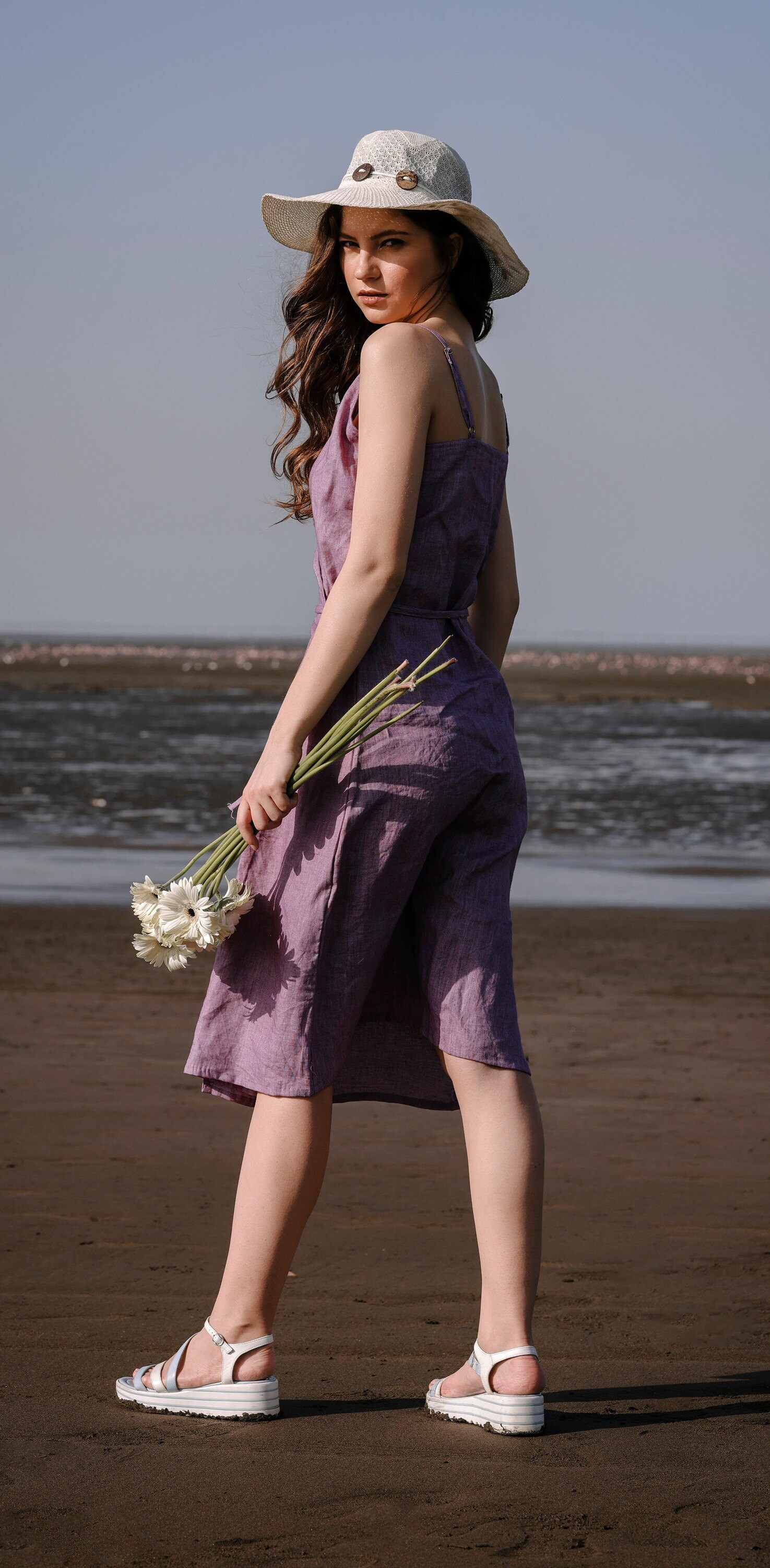 Linen Wrap Dress, Linen Spaghetti Strap Dress, Summer Linen Dress ...