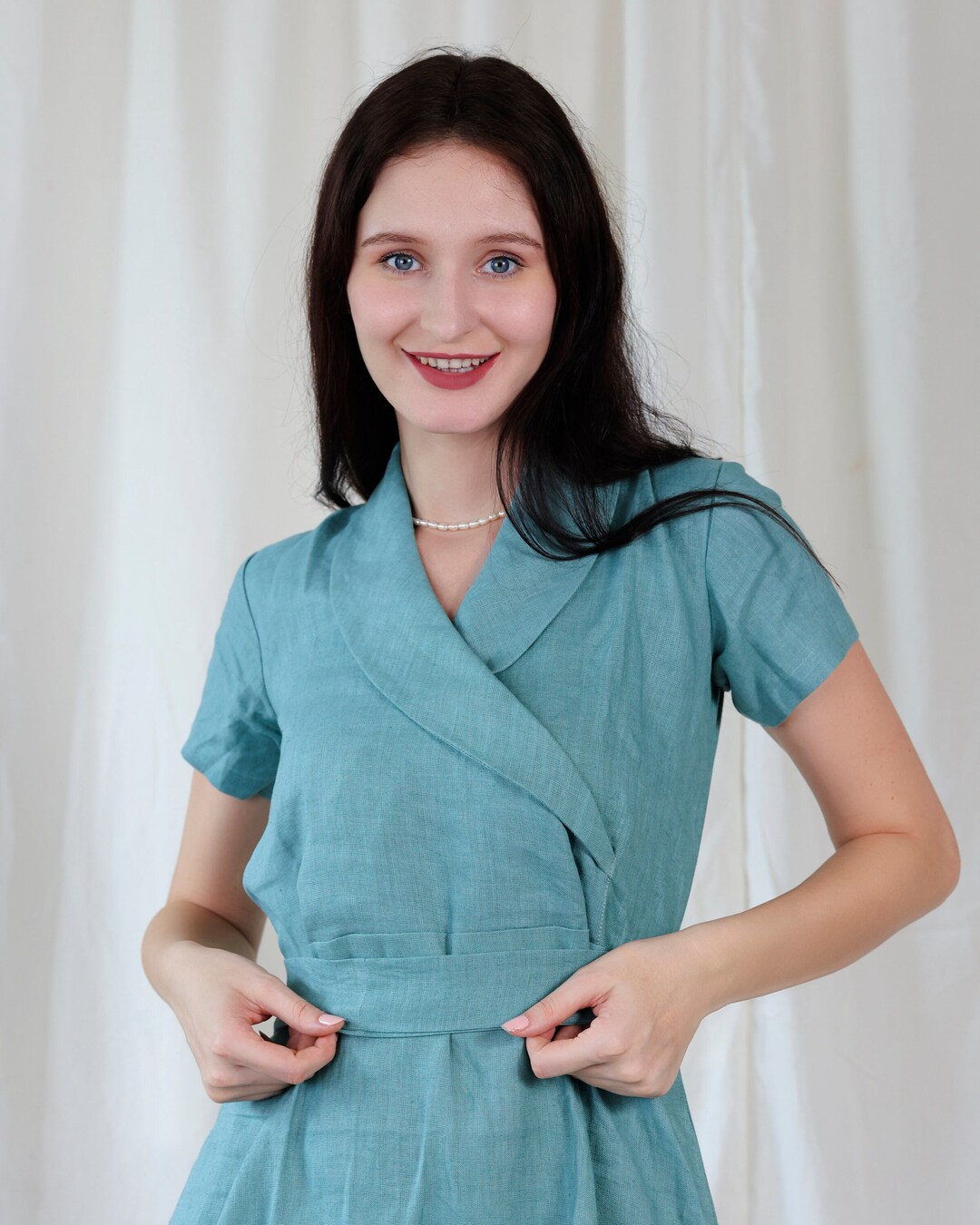 Linen Wrap Dress, Linen Dress With Belt, Mini Summer Dress, Linen Wrap ...