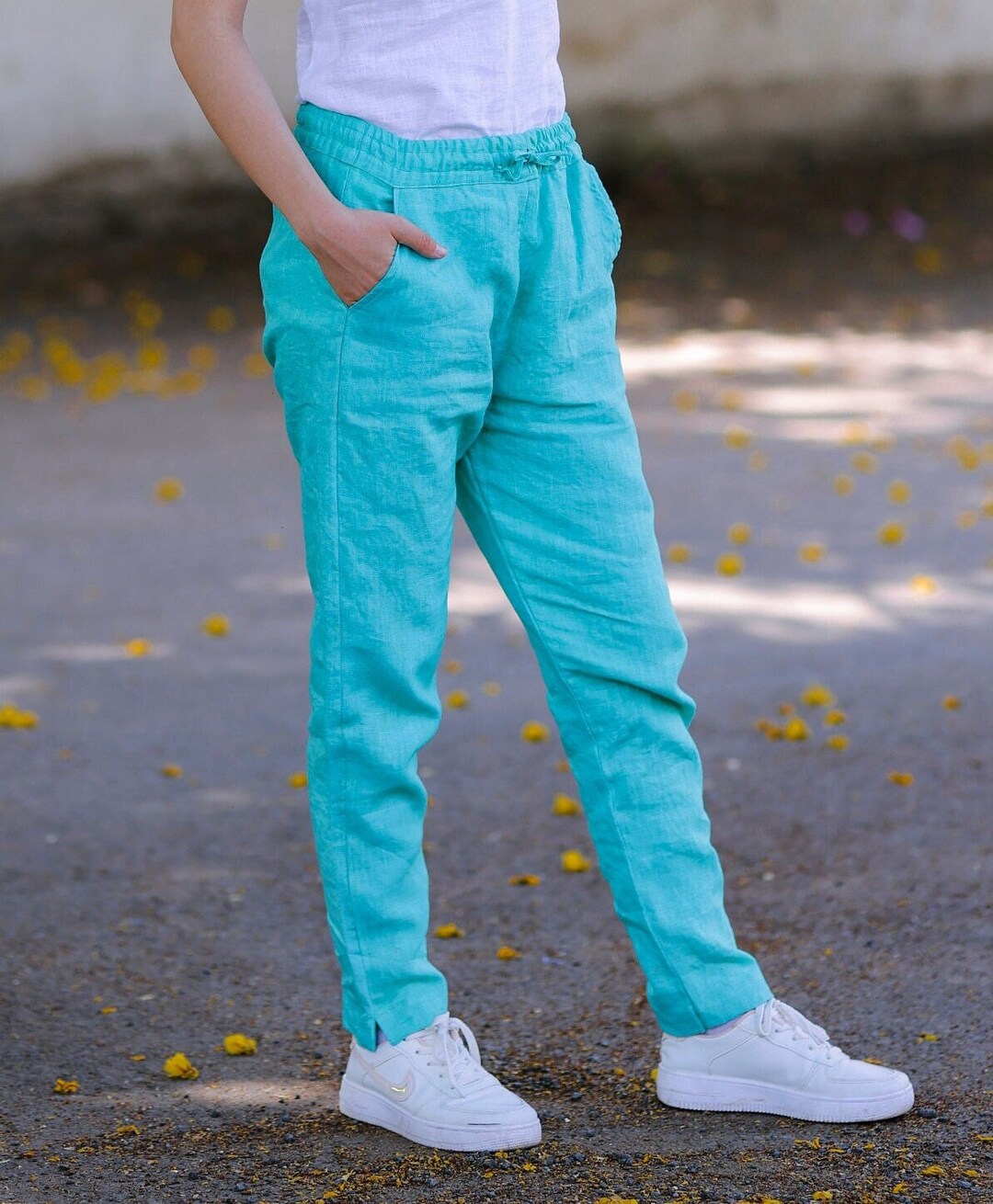 Summer Linen Pants for Women, Pure Linen, Full-length Pants, Elastic ...