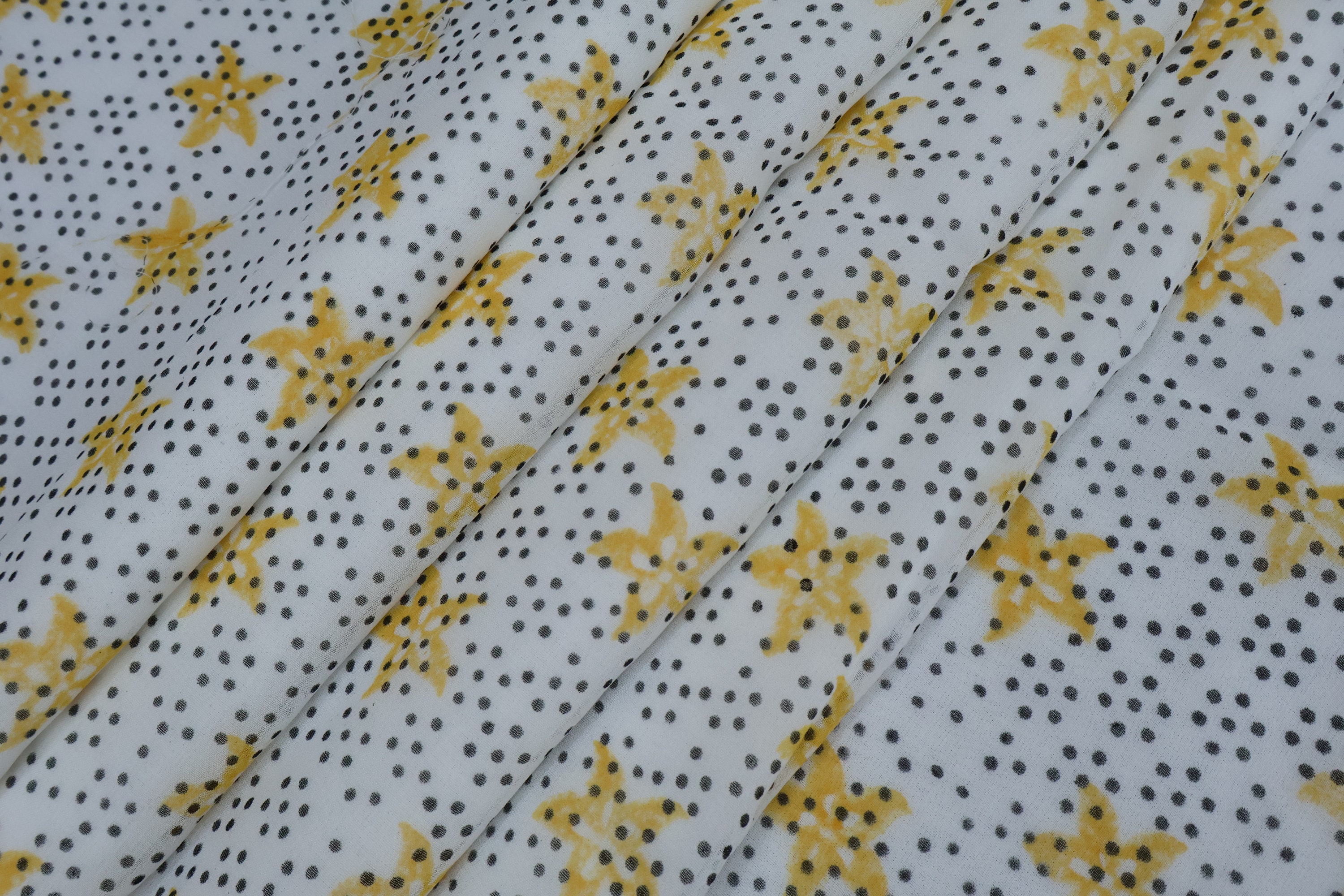 Yellow Polka Dot Block Print Linen Fabric: Indian Cotton by the Yard - Etsy