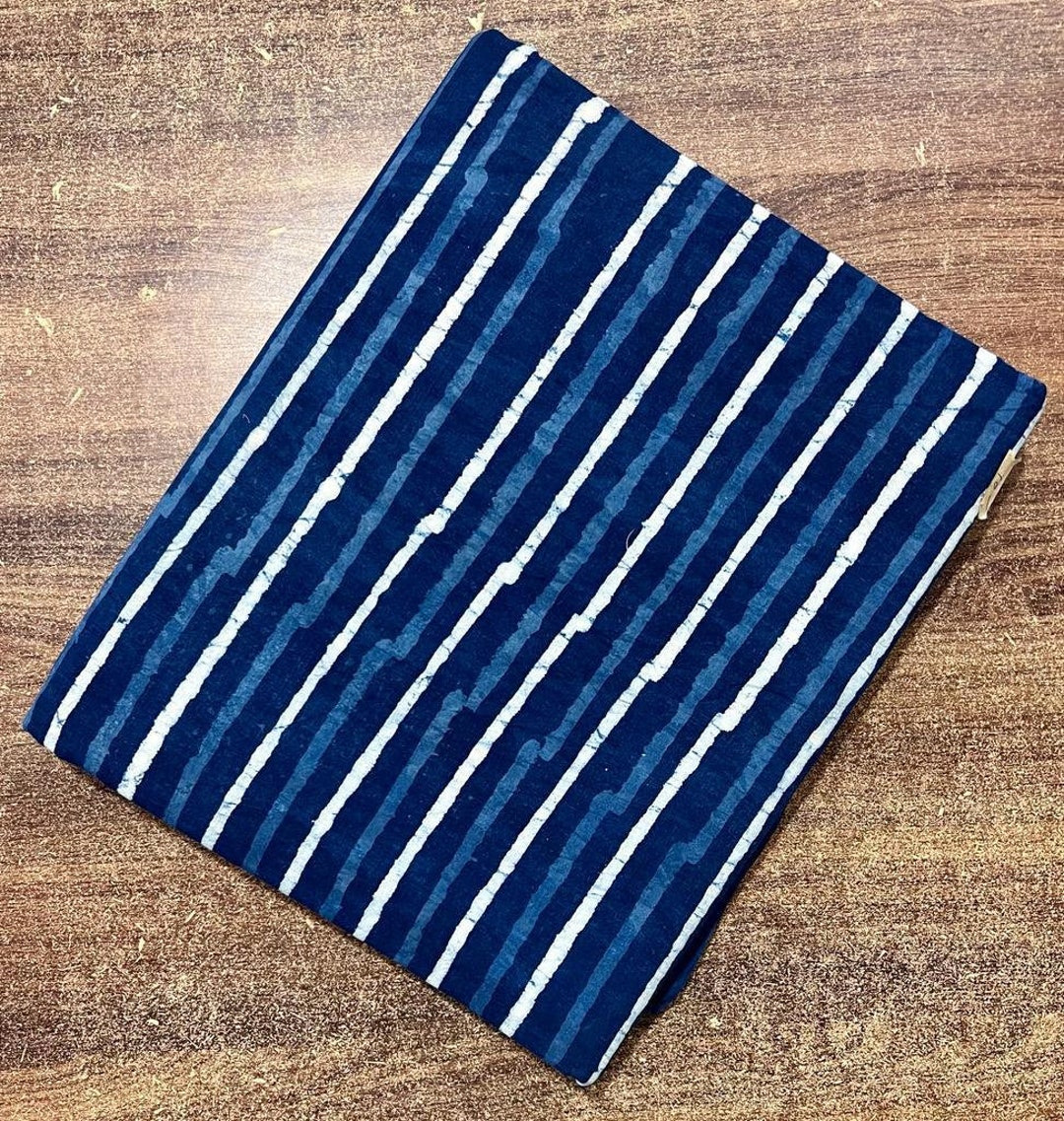 Hand Made Pure Cotton Blue Color Fabric & White Color Striped - Etsy