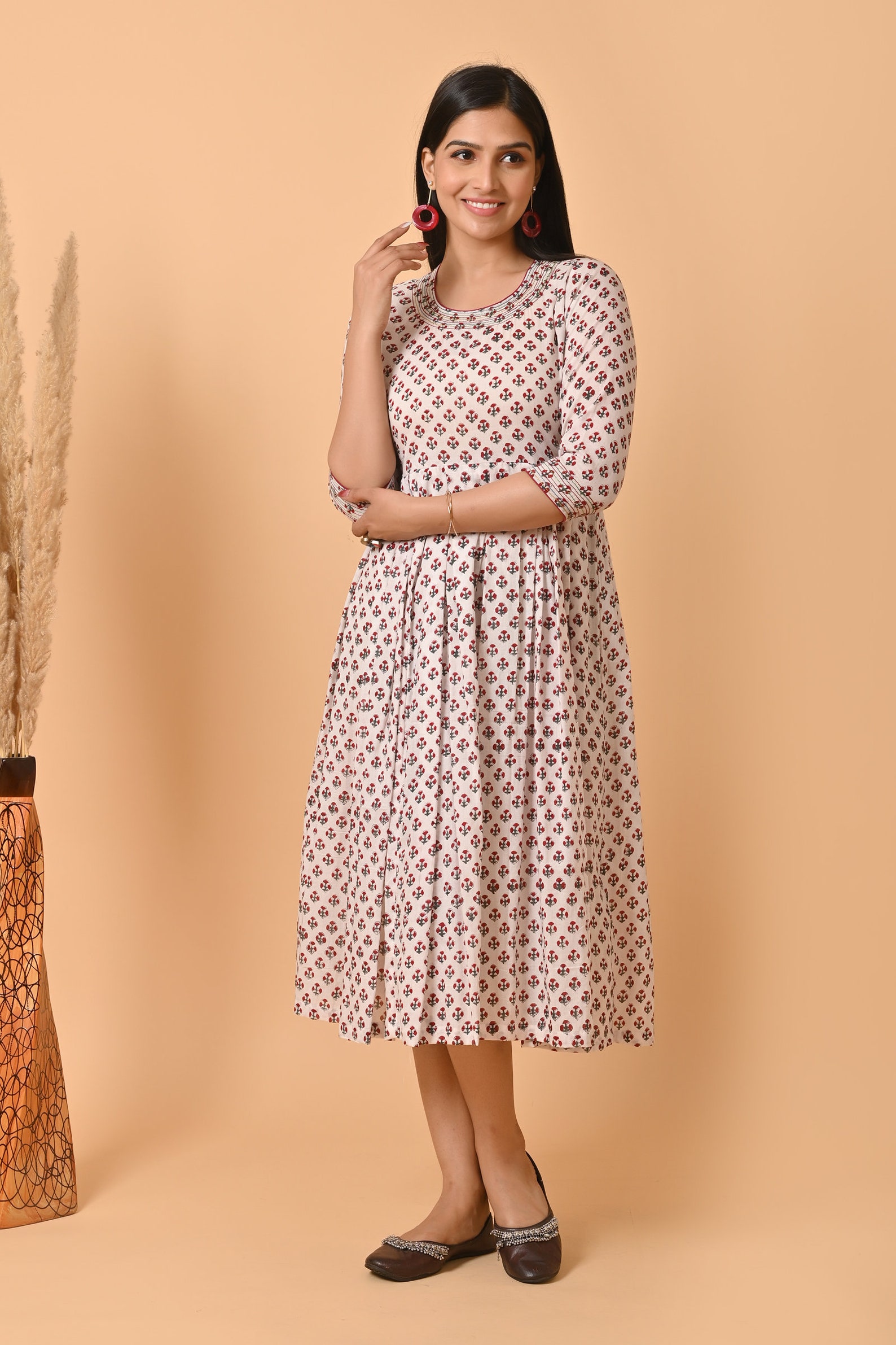 Pure Cotton White Colour Hand Block Dress Floral Print With Dupatta - Etsy