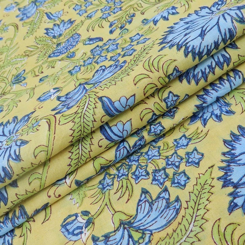 Blue Yellow Fabric - Etsy