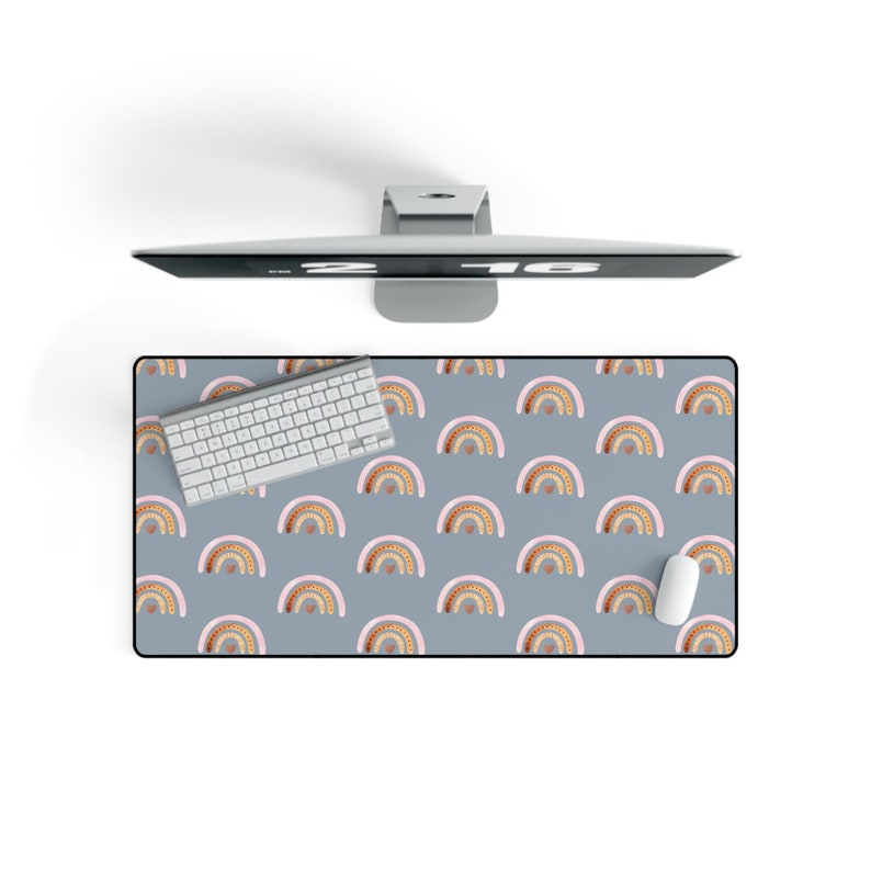 Cute Gray Boho Rainbow Pattern LED Desk Pad,mouse Pad,minimalism,desk ...