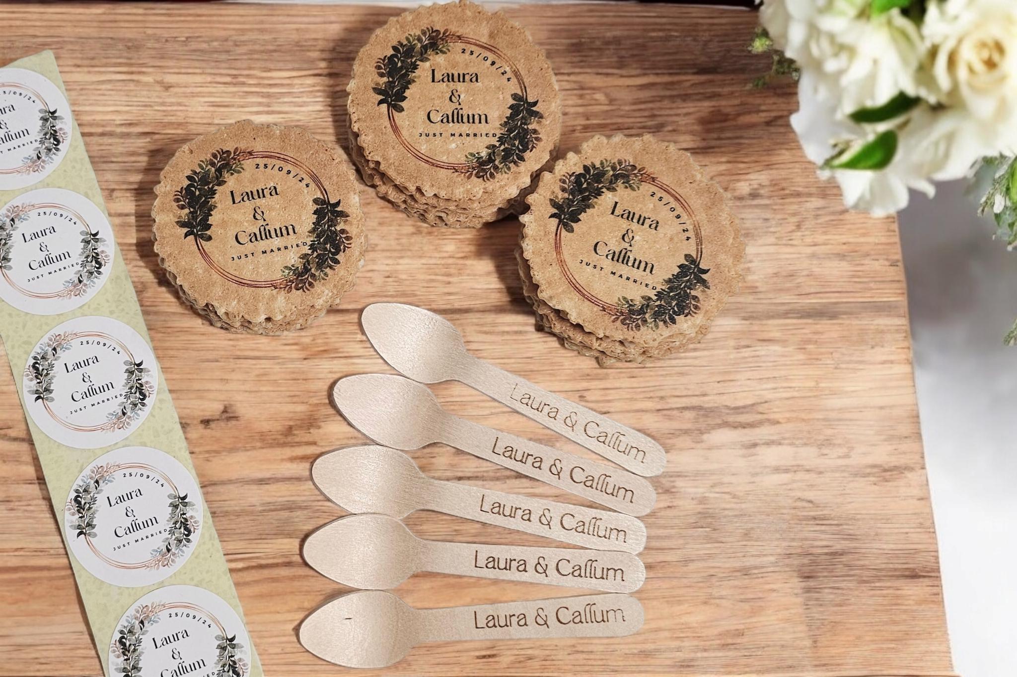 Ultimate Wedding Bundle Bespoke Wafers, Stickers and Wooden Spoons - Etsy