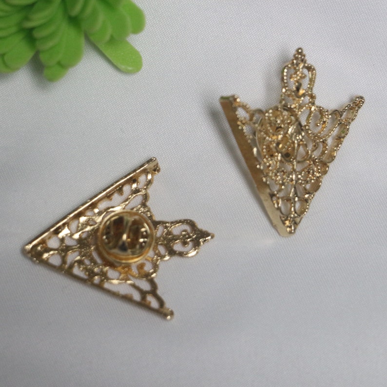 Handmade Shirt Collar Brooch: Gold & Silver Triangle Buckle (2pcs) - Etsy