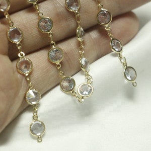 14k Copper Clad Gold Zircon Chain-geometric Pattern Chain-round Zircon ...