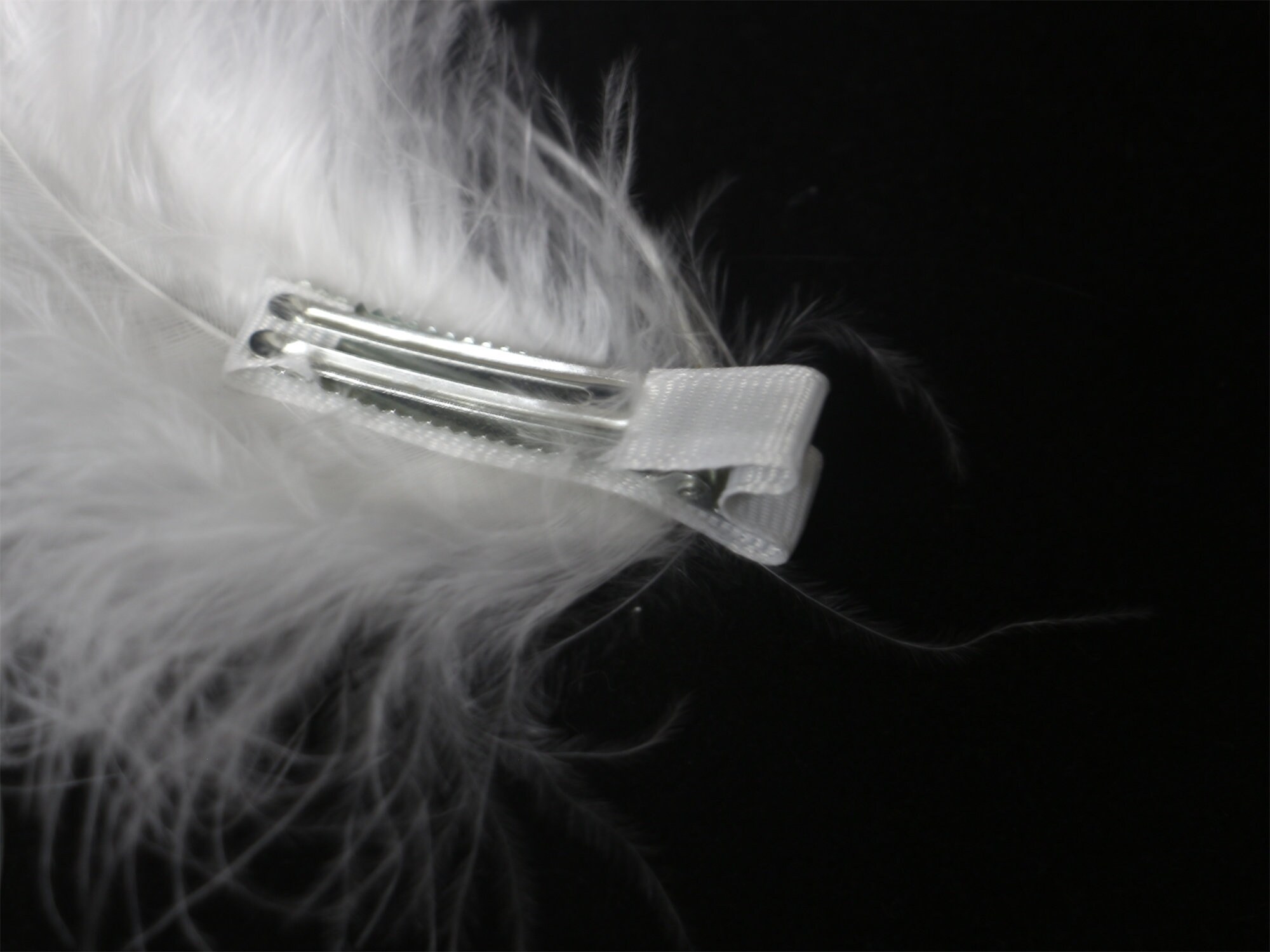 Genuine Feather Made Hair Clip, White Fluffy Headwear Accessory ...