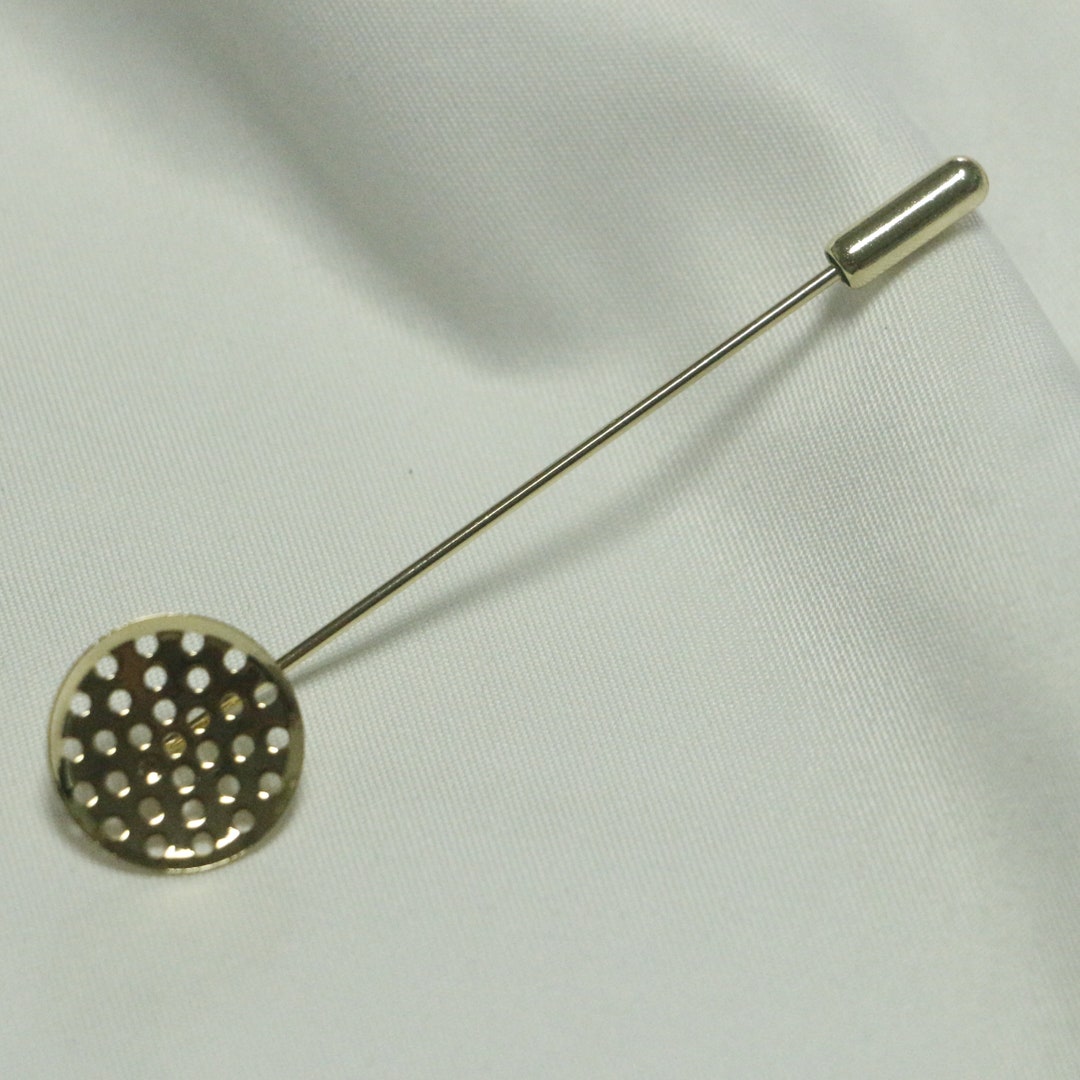 Copper-plated Real Gold 14 Long Rod Network Disk Brooch Disc Pinto-pins ...