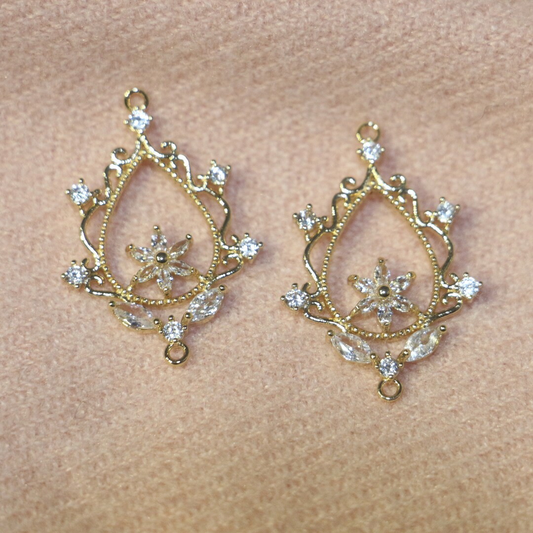 Wirishite Inlaid Elliptical Connector -flowers Connecting Parts, Tear ...