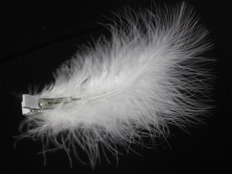 Genuine Feather Made Hair Clip, White Fluffy Headwear Accessory ...