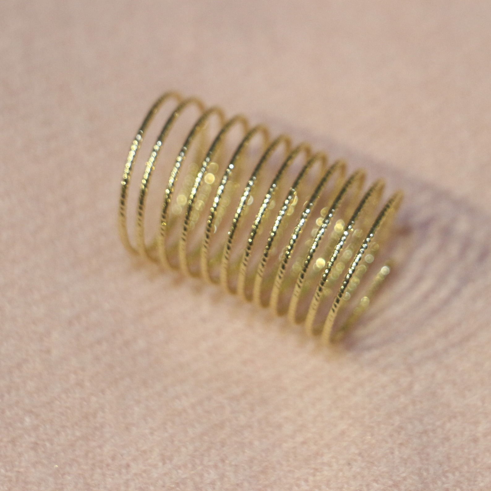 12 Coil Spring Ring - Wire Wound Spiral Ring - 14 Watch Gold Over ...