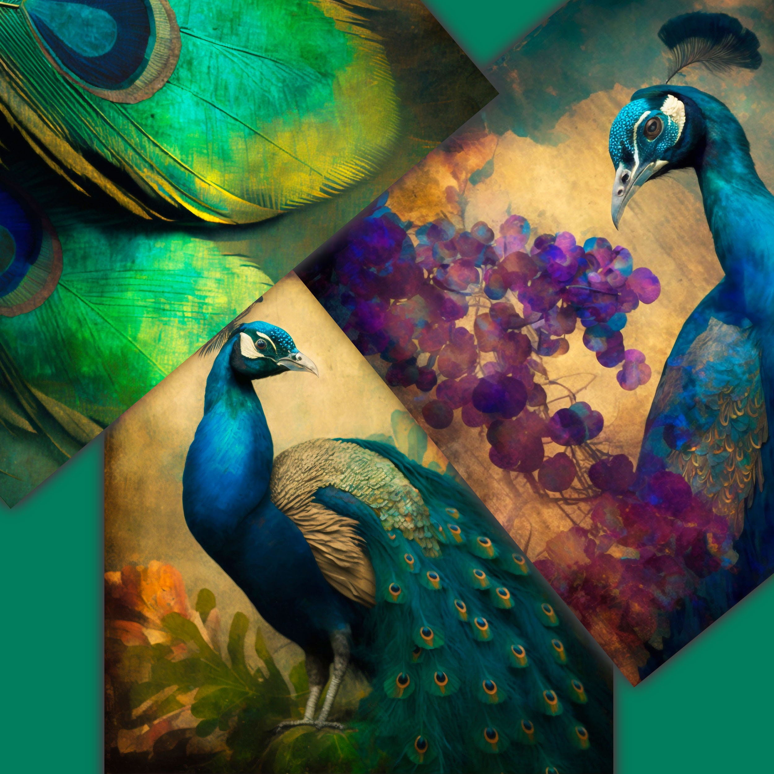 The Peacock: Decoupage Paper/digital PAPERS for Download, Card-making ...