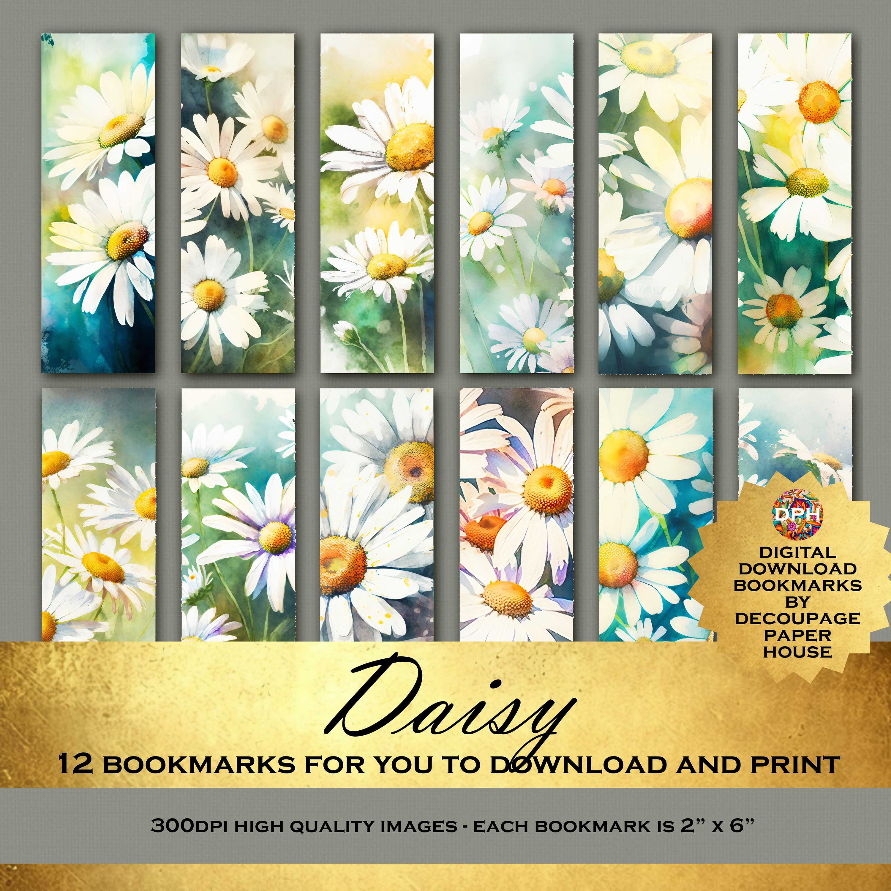 Daisy: Printable Digital Bookmarks Just Download and Print - Etsy