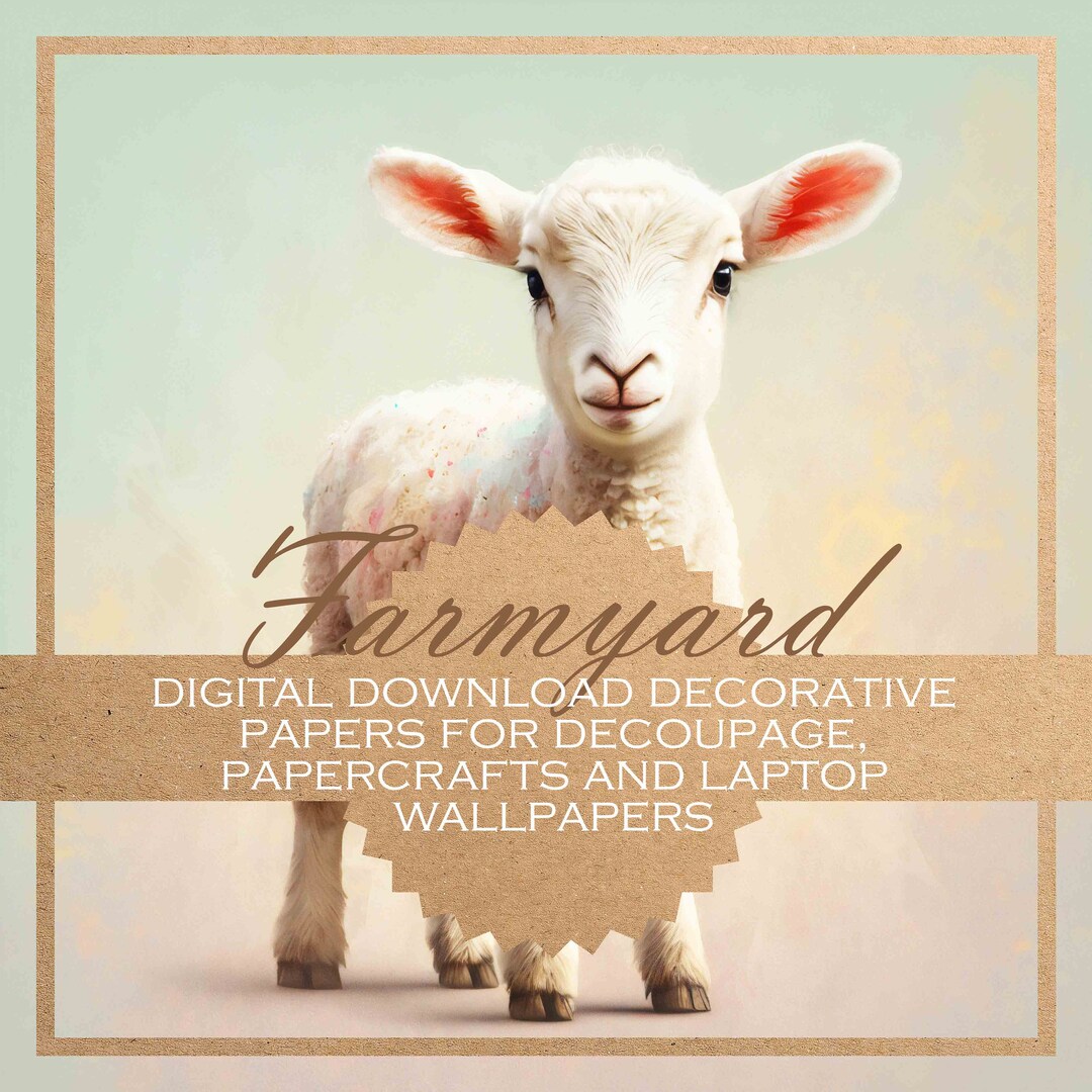 Farmyard: Farm Animals Decoupage DIGITAL PAPERS for Download, Card ...