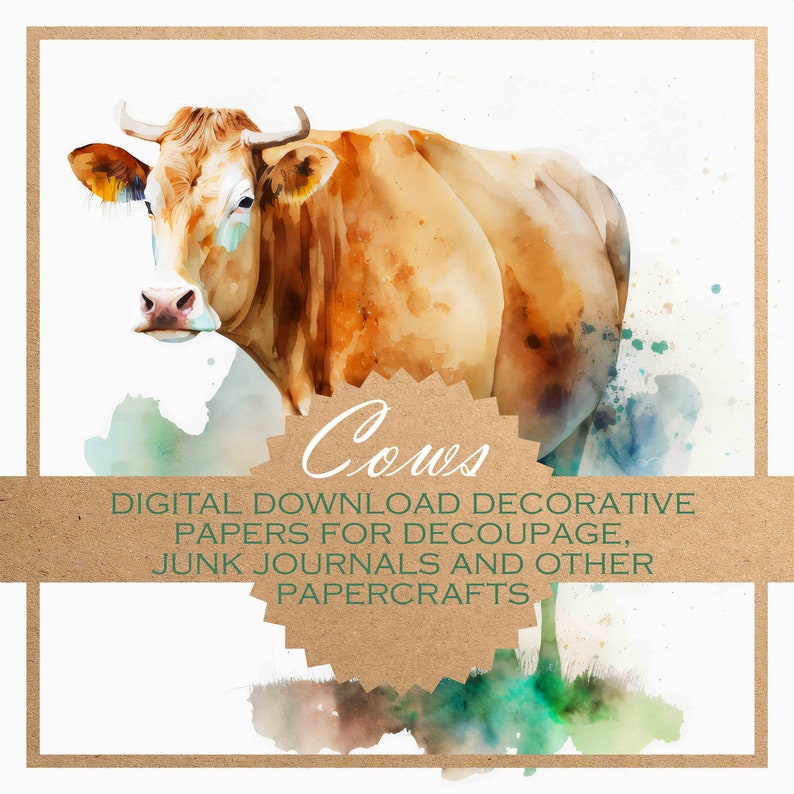 Cows: Decoupage Paper 12x Designs/ DIGITAL PAPERS for All Kinds of ...