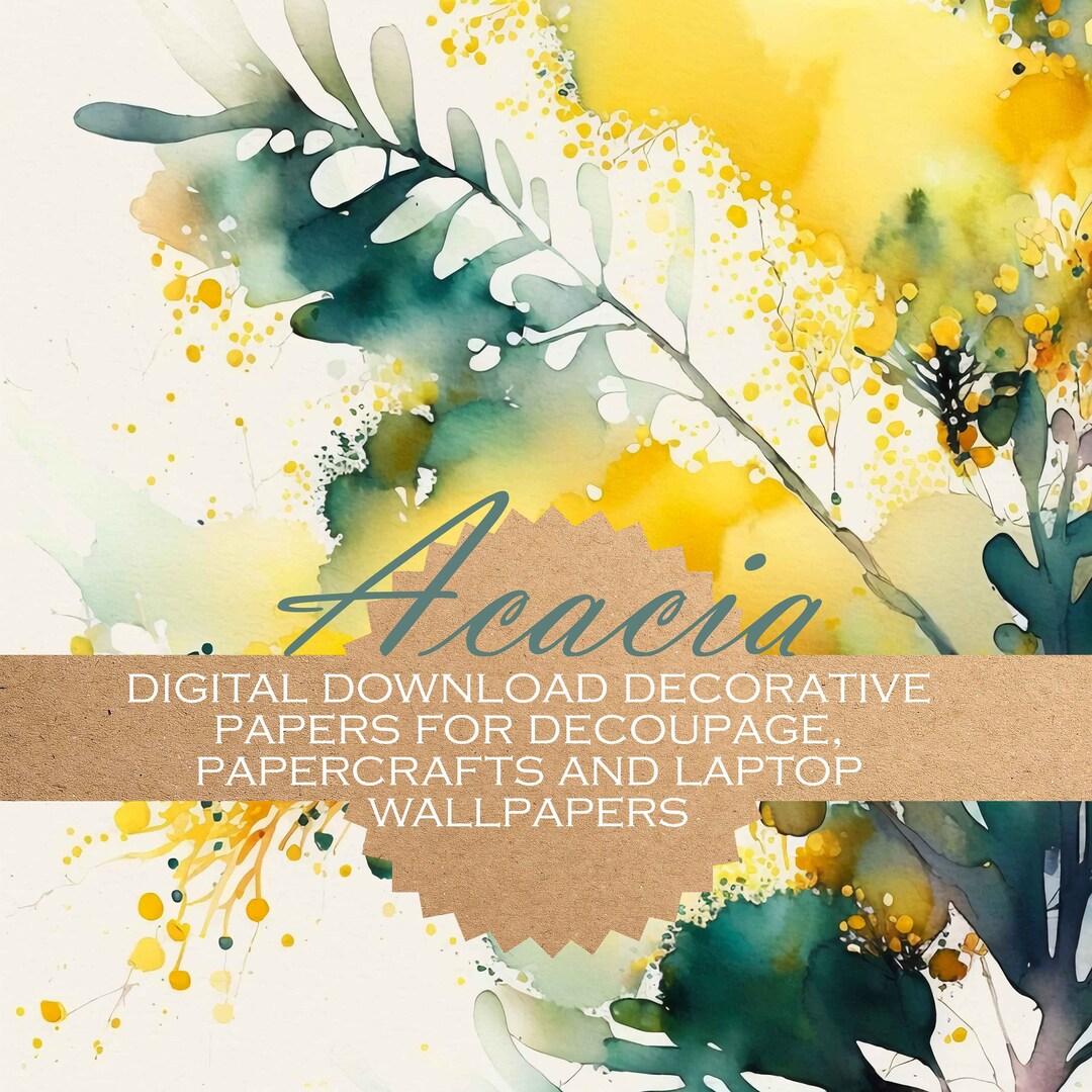Acacia: Decoupage Papers/ Golden Wattle/ 10x Beautiful DIGITAL PAPERS ...