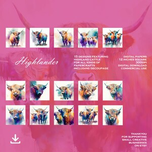 Highlander: Decoupage Highland Cattle DIGITAL PAPERS Suitable for All ...