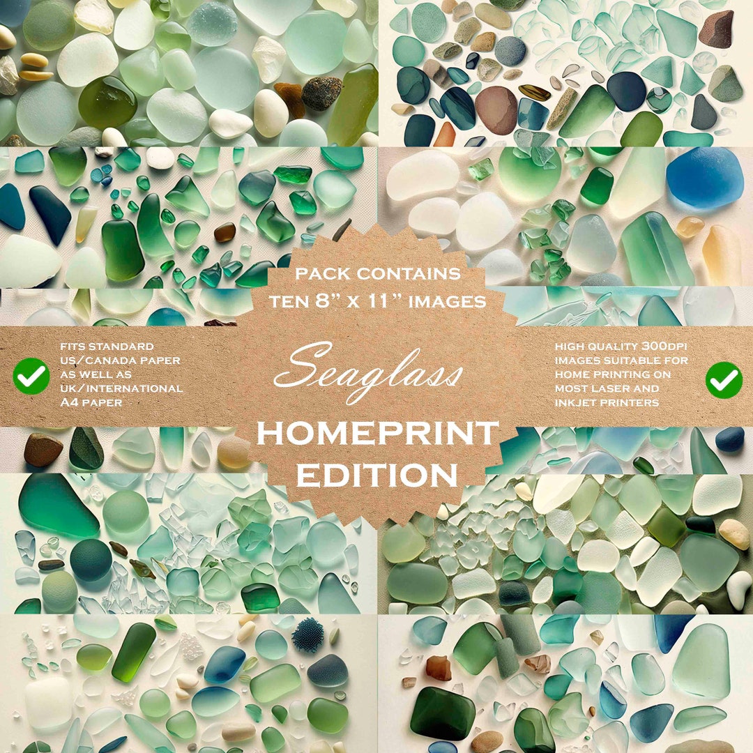 Seaglass - Printable Decoupage Papers, Home Print DIGITAL PAPERS /papercraft, Card-making ...