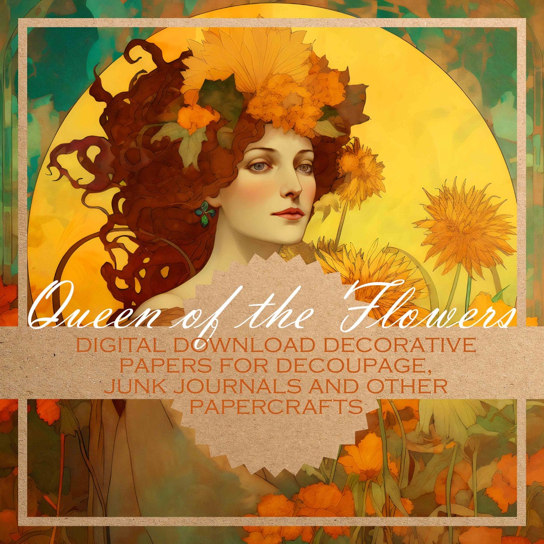 Queen of the Flowers: Decoupage Paper/ Beautiful DIGITAL PAPERS ...