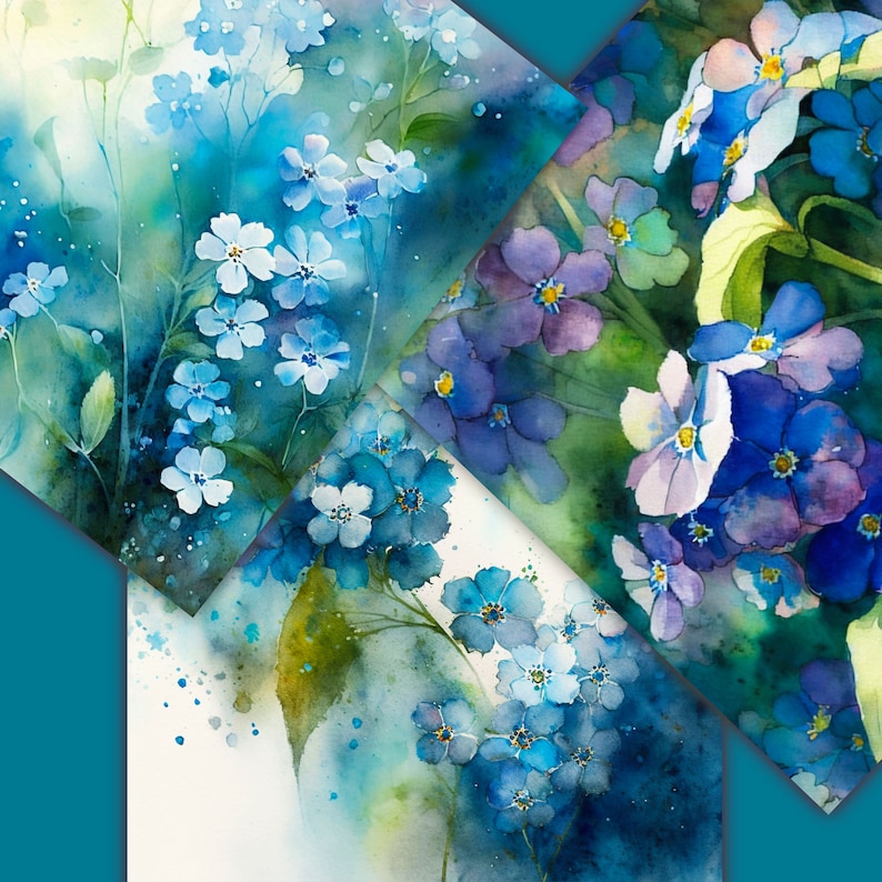 Forget-me-nots: Decoupage DIGITAL PAPERS for All Kinds of Paper Crafts ...