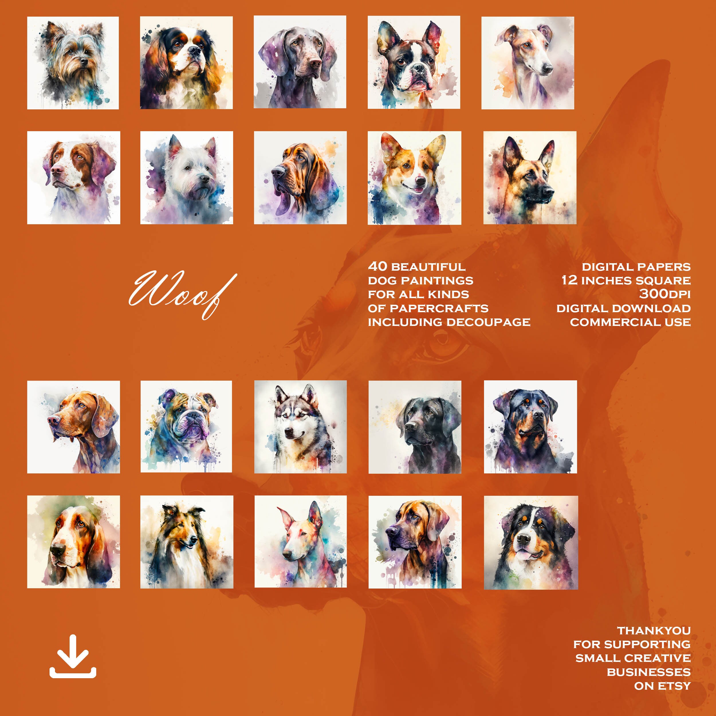 Woof: Digital Dogs for Laptop Wallpapers, Decoupage, Papercrafts ...