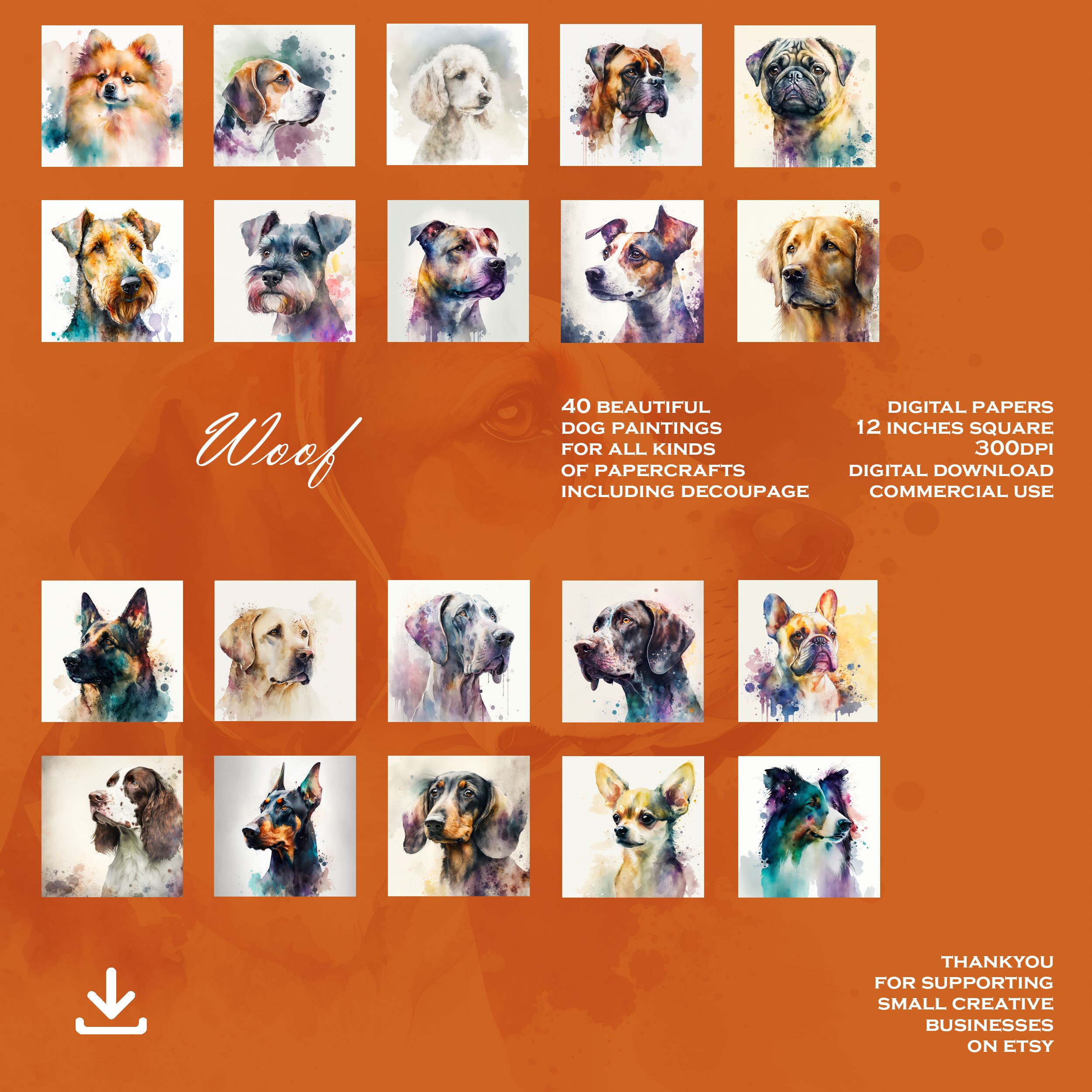 Woof: Digital Dogs for Laptop Wallpapers Decoupage - Etsy