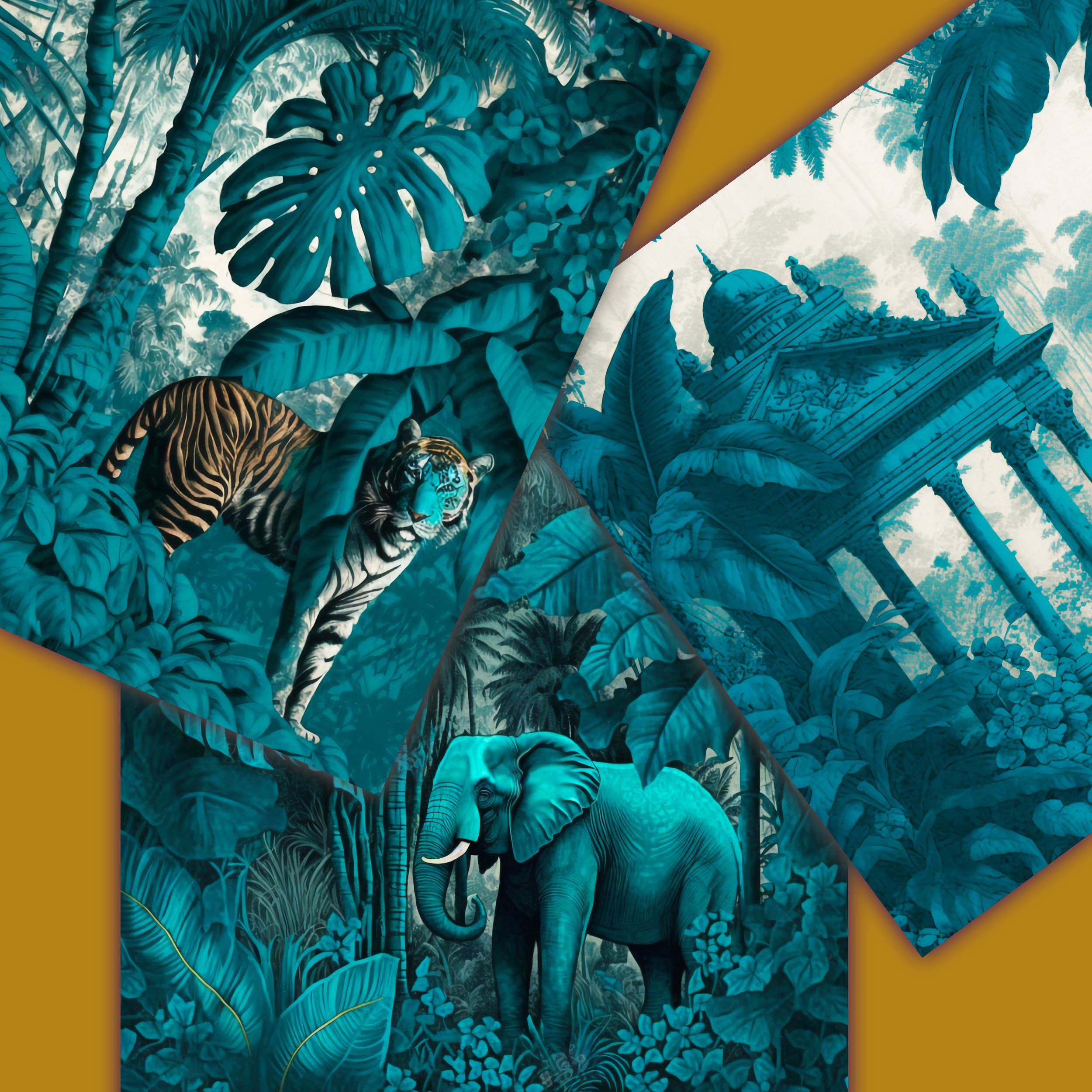 Tiger, Tiger: Decoupage Paper/ Jungle, Elephant, Tiger / 10x Beautiful ...