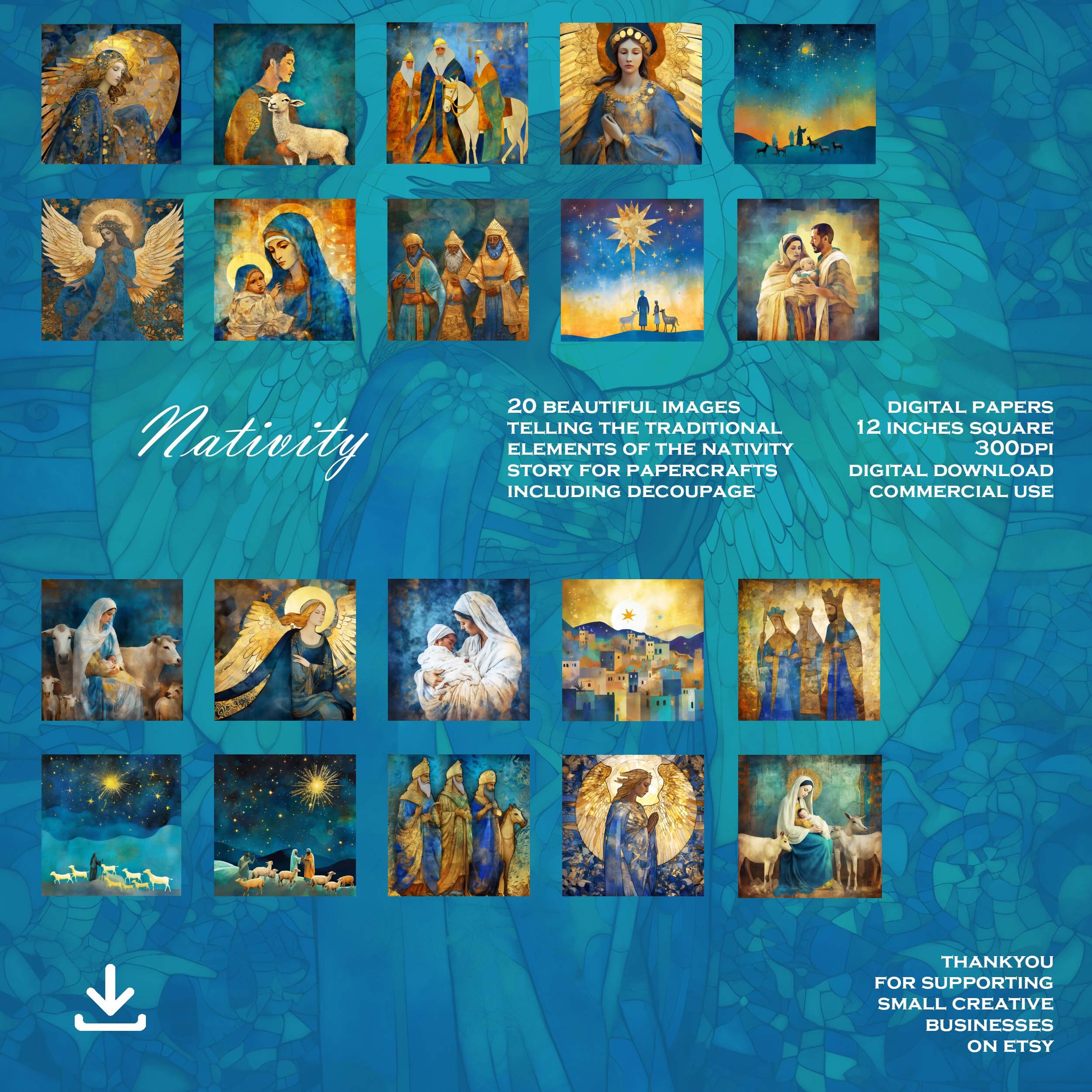 Nativity: Decoupage DIGITAL PAPERS Suitable for All Kinds of Paper ...