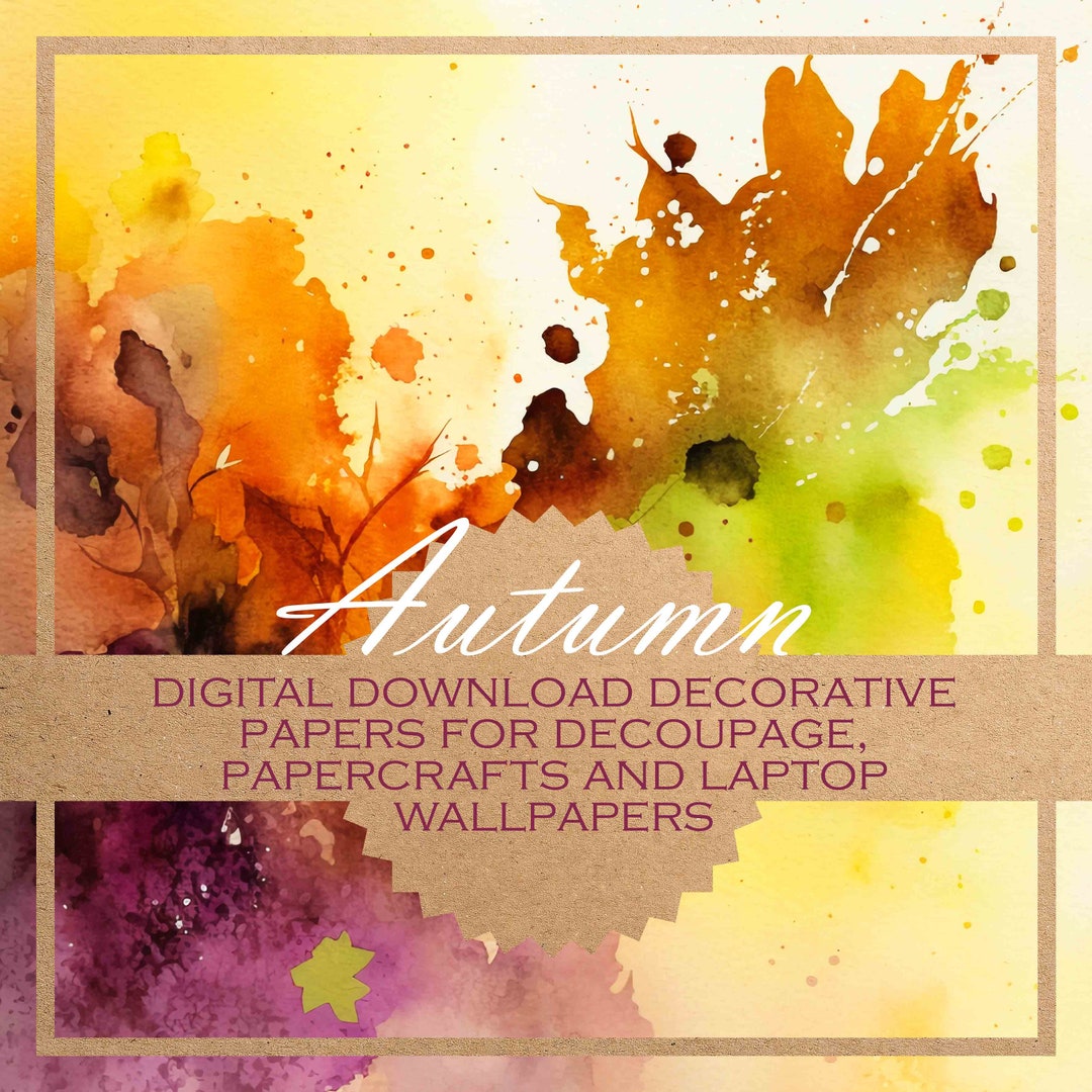 Autumn: Decoupage Papers/ Abstract Printable Watercolour/ 10x DIGITAL ...