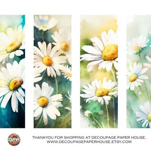 Daisy: Printable Digital Bookmarks - Just Download and Print - 12x ...