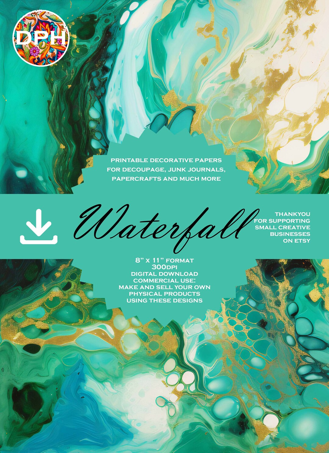 Waterfall: 8"x11" Decoupage Papers/ DIGITAL DOWNLOADS for All Kinds of ...