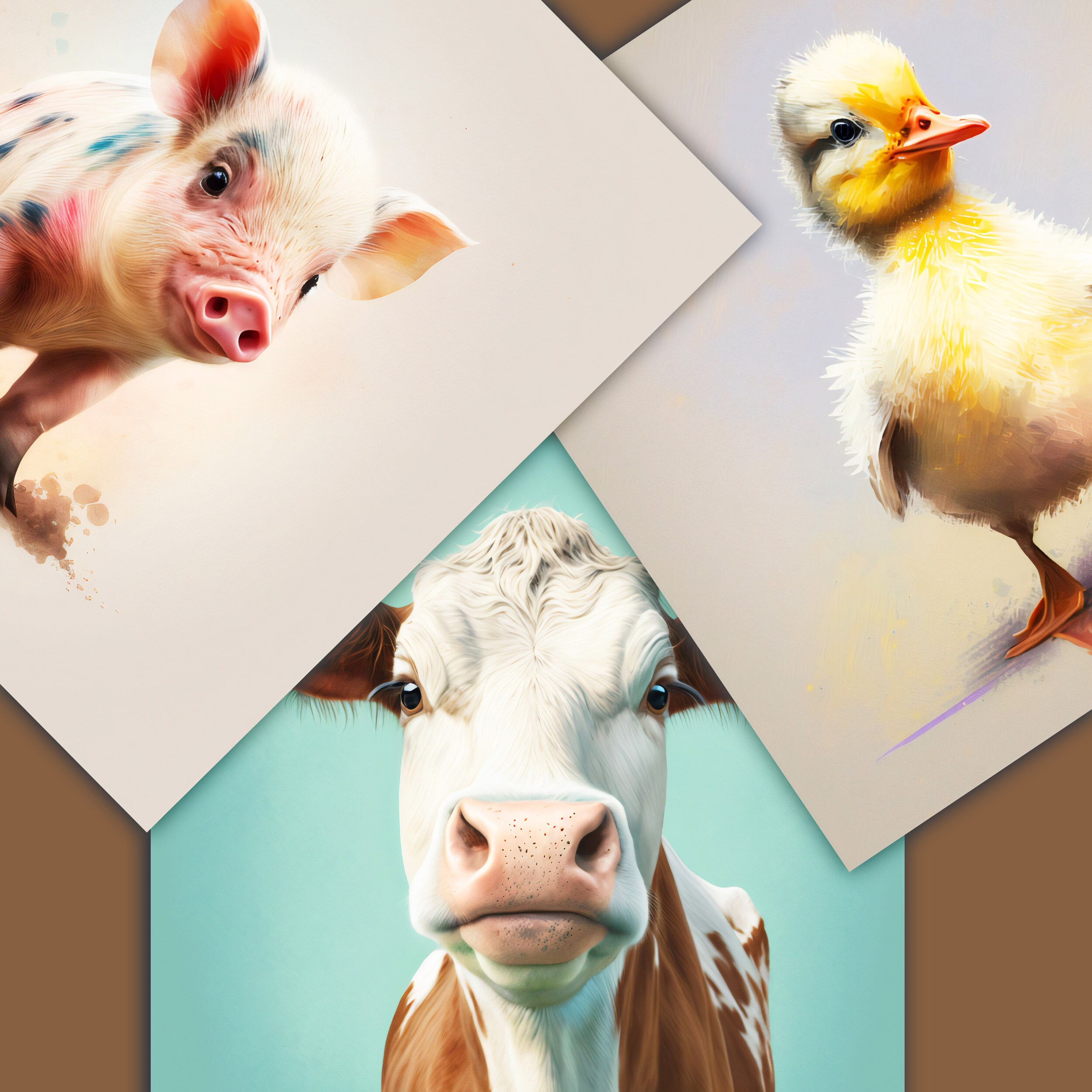 Farmyard: Farm Animals Decoupage DIGITAL PAPERS for Download, Card ...