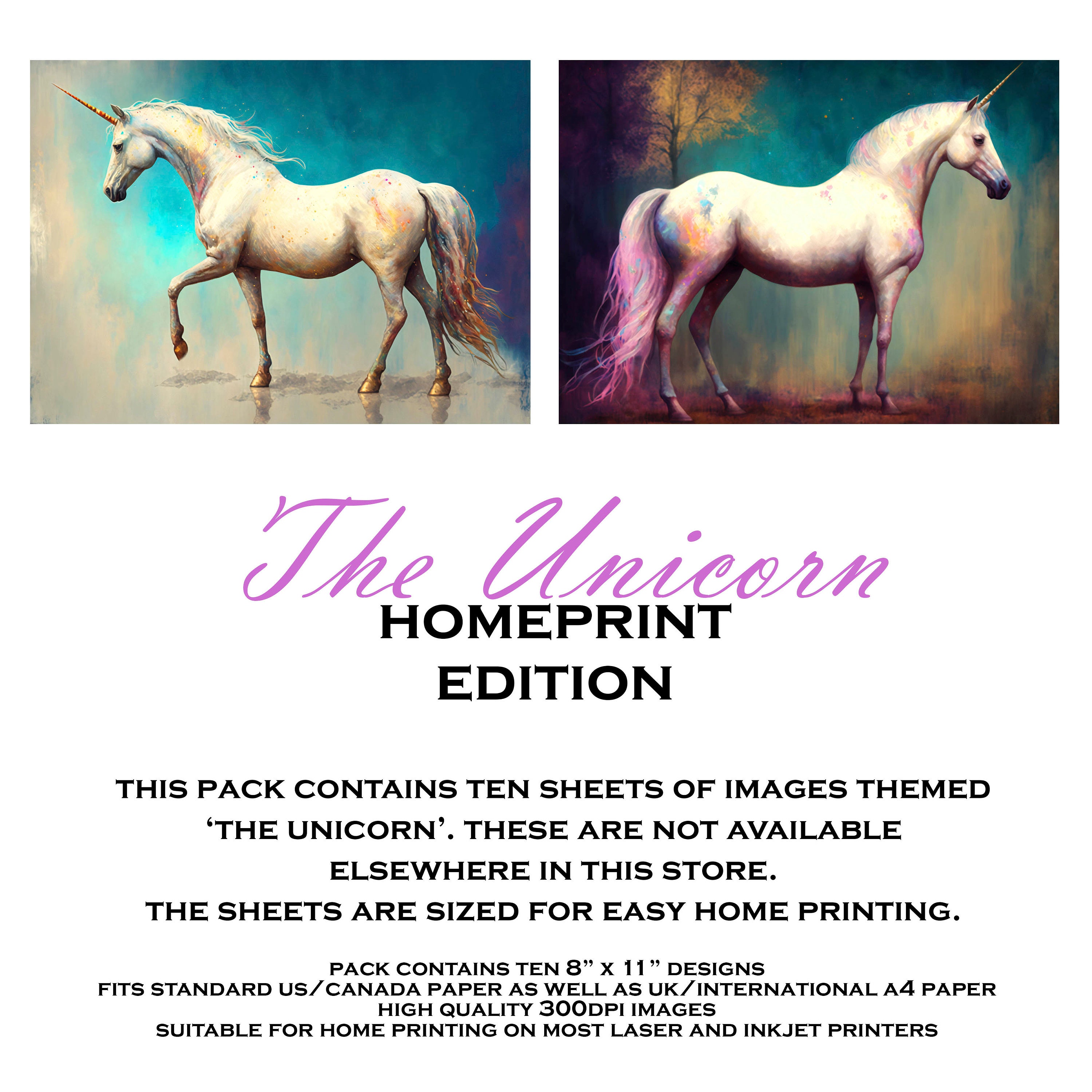 The Unicorn Printable Decoupage, Home Print DIGITAL PAPERS /papercraft ...