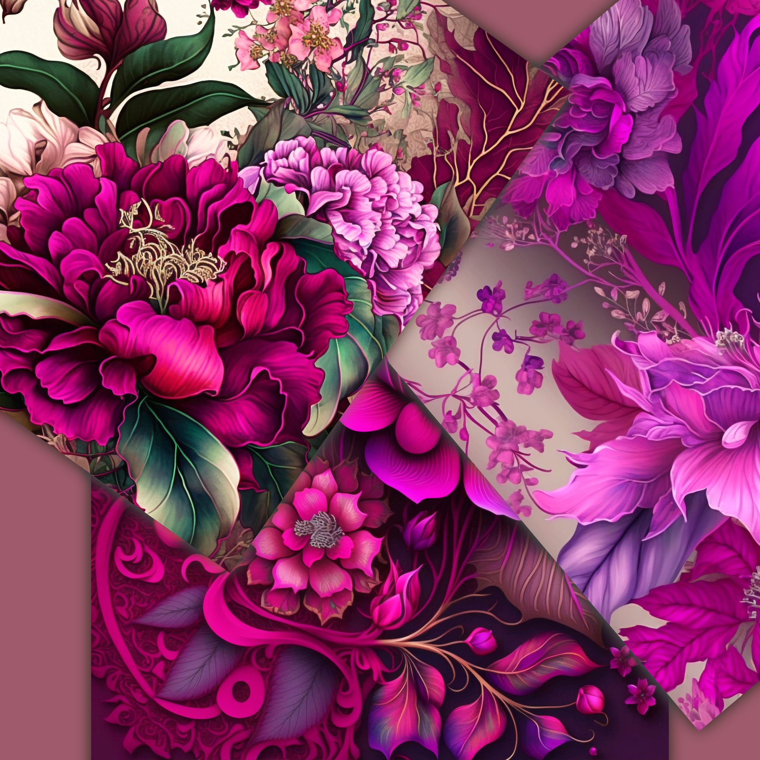 Magenta Wild: Decoupage Paper/ DIGITAL PAPERS Suitable for Paper Crafts ...