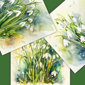Snowdrops: Decoupage Paper 12x Beautiful Floral Designs/ DIGITAL PAPERS ...