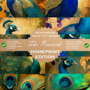 The Peacock - Printable Decoupage Papers, Home Print DIGITAL PAPERS ...