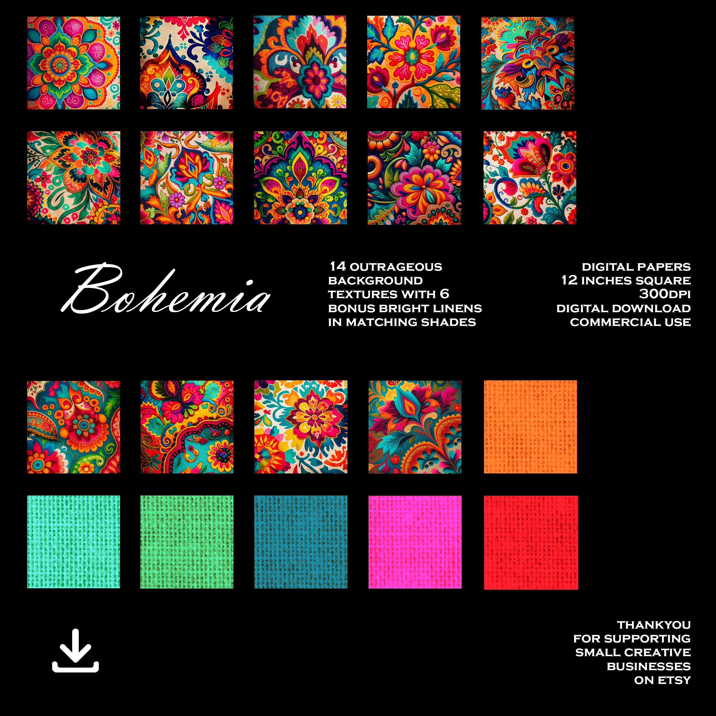 Bohemia: Decoupage DIGITAL PAPERS for Download, Card-making, Journals ...